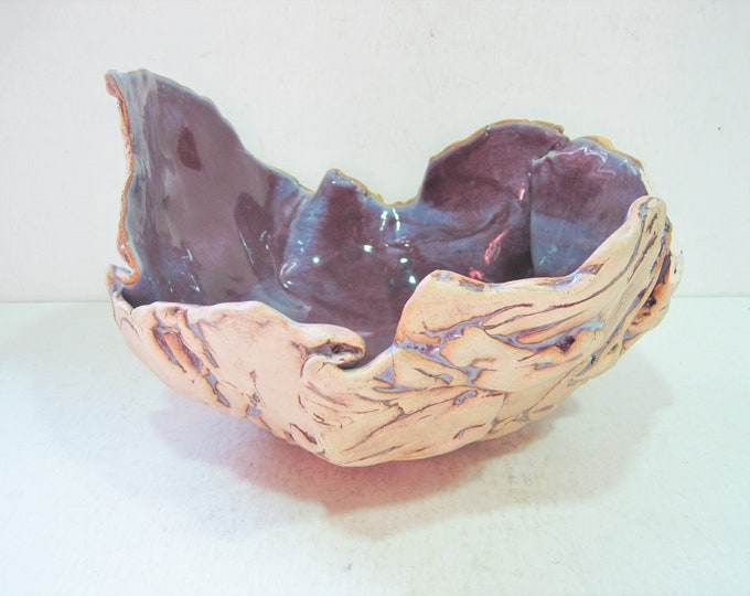 Purple Vintage Studio Art Pottery Bowl Brutalist Modern - Etsy