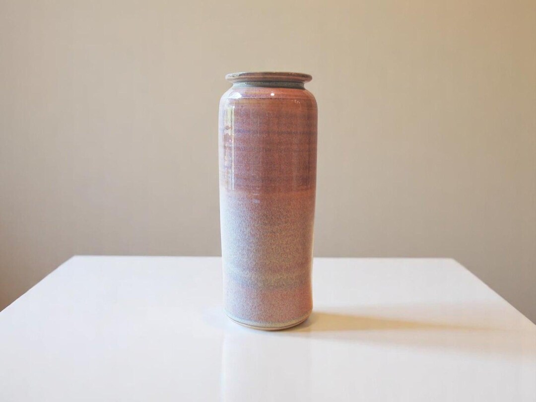 Vintage Bruning Pottery 9" Column Art Pottery Ikibana Vase Mid Century ...