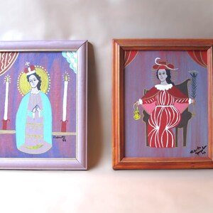 Pair of Vintage Original Signed Paintings Santos Saints Santa Fe ...