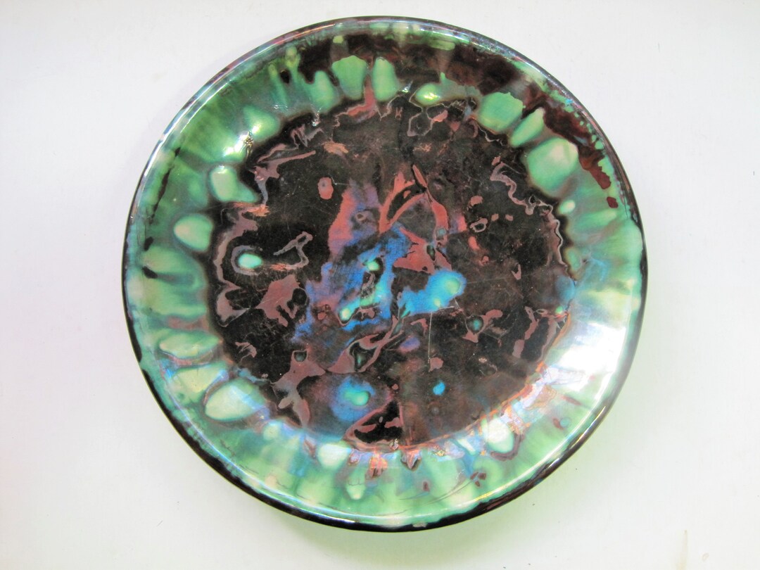 Vintage Large Round 12.5 Studio Pottery Platter or Low Bowl Modern Raku ...