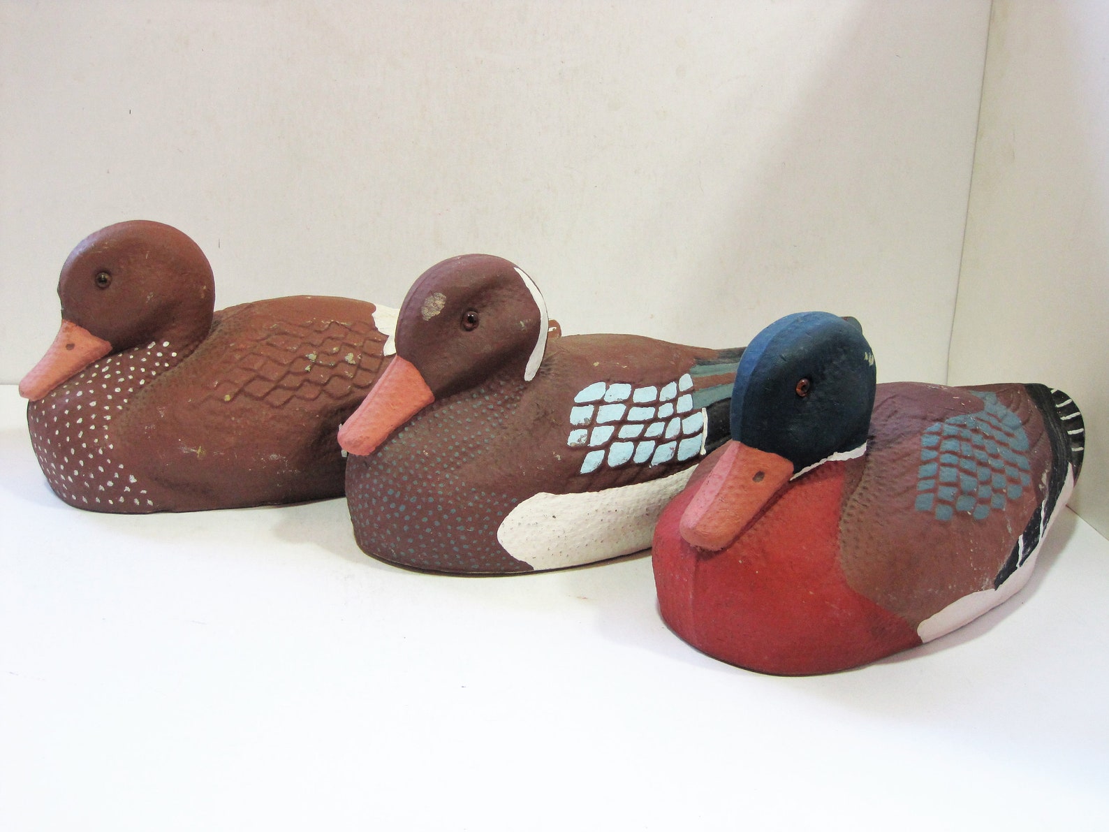 3 Paper Mache 1930s Duck Decoys Hand Painted Hunting Lodge - Etsy