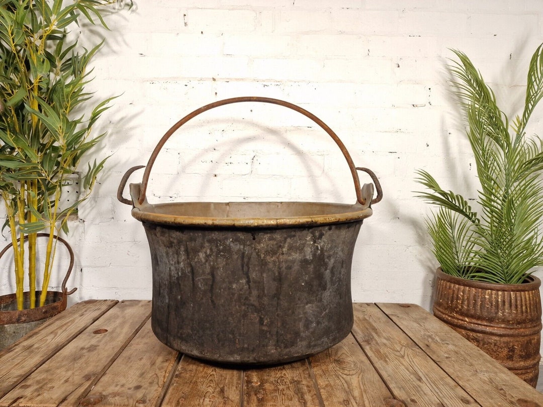 Large Antique French Hammered Copper Cooking Cauldron Gypsy Pot Garden ...