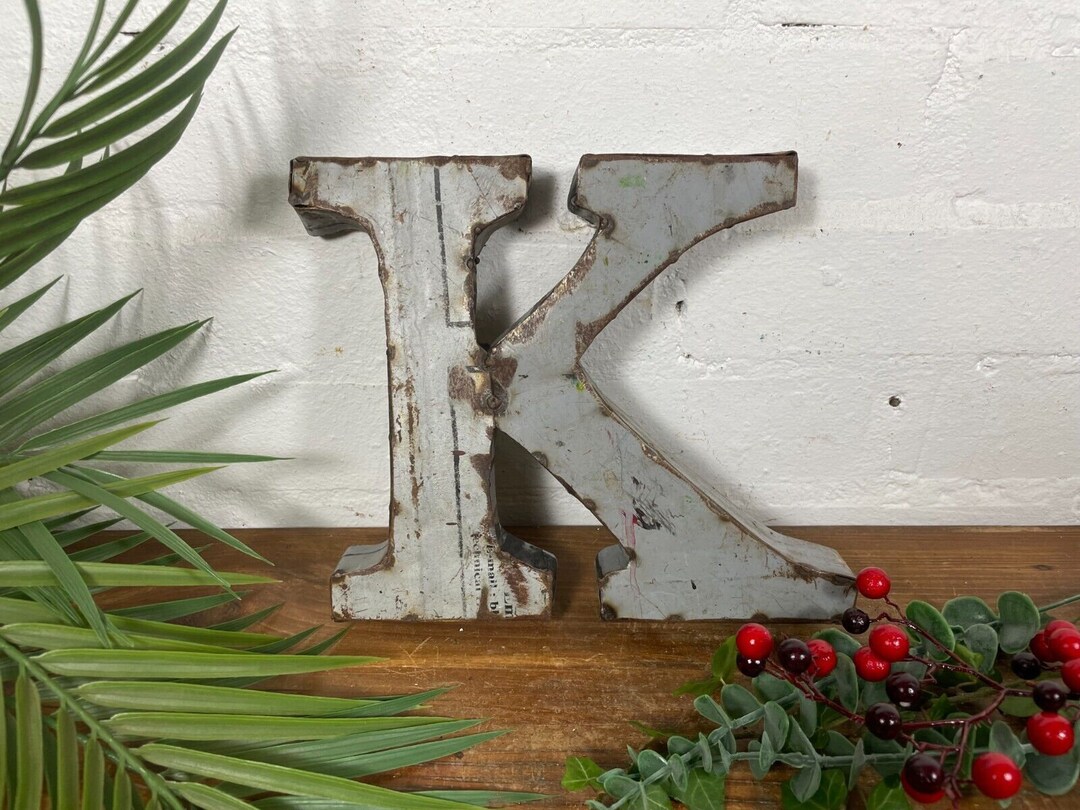 Letter K Vintage Reclaimed Tin Metal Oil Drum Letters - Etsy