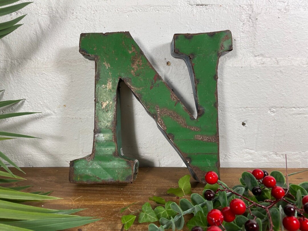 Letter N Vintage Reclaimed Tin Metal Oil Drum Letters - Etsy UK