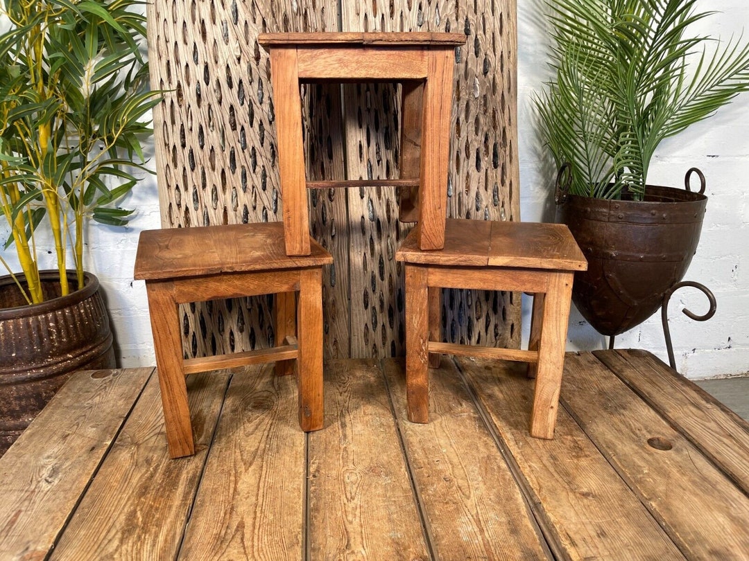 Vintage Reclaimed Rustic Hand Made Small Side Lamp Table Plant Stand Stool - Etsy UK