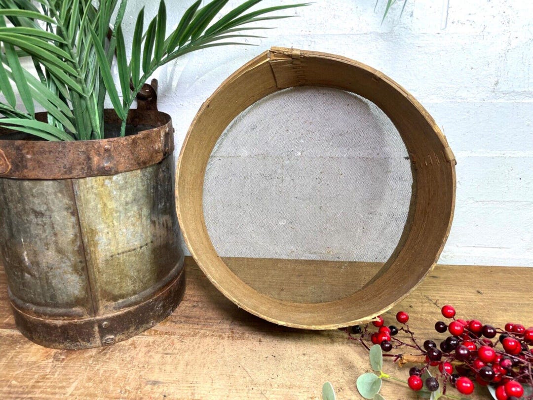 Vintage Rustic Bentwood Agricultural Garden Potato Sieve Riddle Wall ...