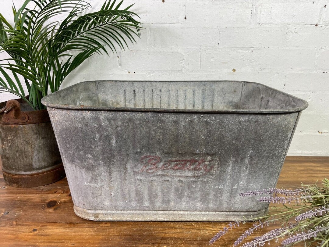 Rare Vintage Galvanised Metal Wash Tub Drinks Cooler Ice Bucket Wedding ...