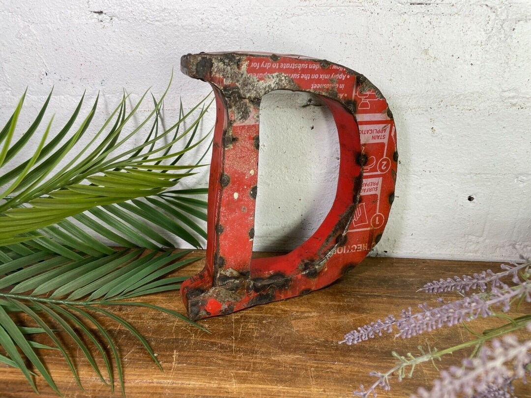 Letter D Vintage Reclaimed Tin Metal Oil Drum Letters - Etsy UK