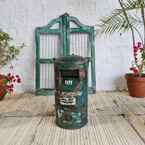 Green Vintage Rustic Original Indian Metal Wall Mounted Letter Post Box ...