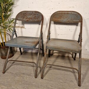 Vintage Rustic Industrial Metal Folding Indian Garden Chair Cafe Bar ...