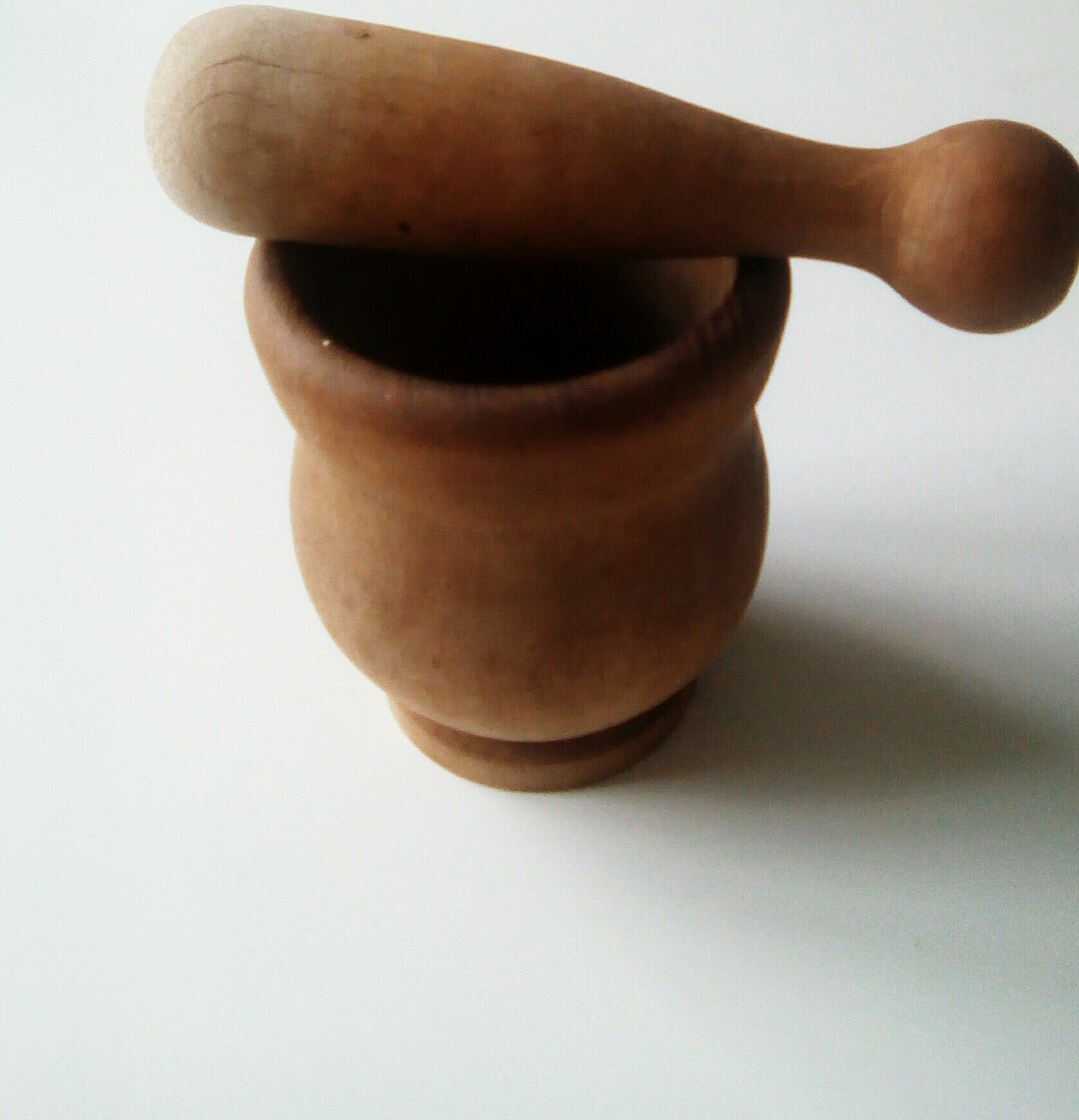 French Vintage Hand Made Wooden Pestle and Mortar - Etsy