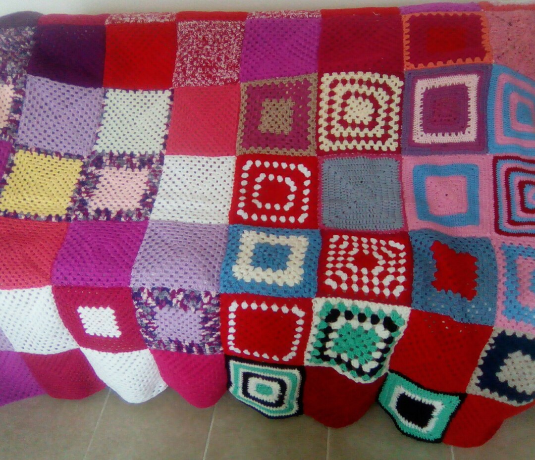 French Vintage Afghan Hand Made Quilted Blanket / Throw - Etsy