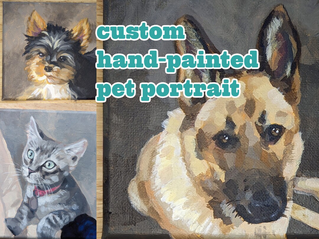Hand-painted Custom Original Acrylic Pet Portrait 6x6 - Etsy