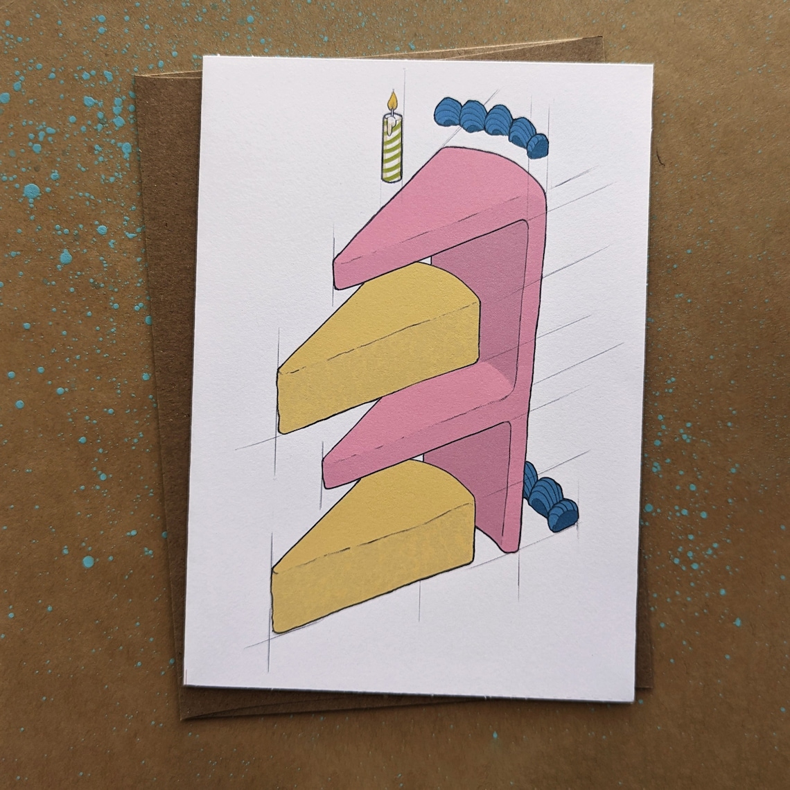 Birthday Cake Diagram Card Original Illustration Gift for Engineer ...