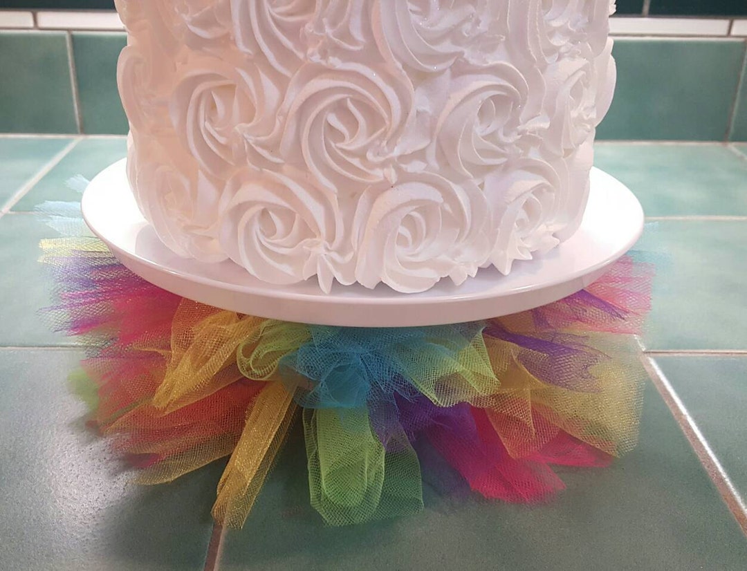 CAKE STAND TUTU Rainbow Spring Princess Tulle Decorations Birthday ...