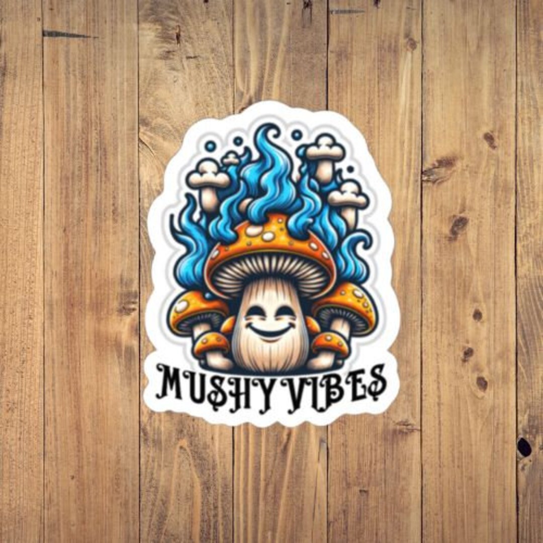 Mushroom Trippy Fun Sticker, Decal for Journal Laptop Water Bottle ...