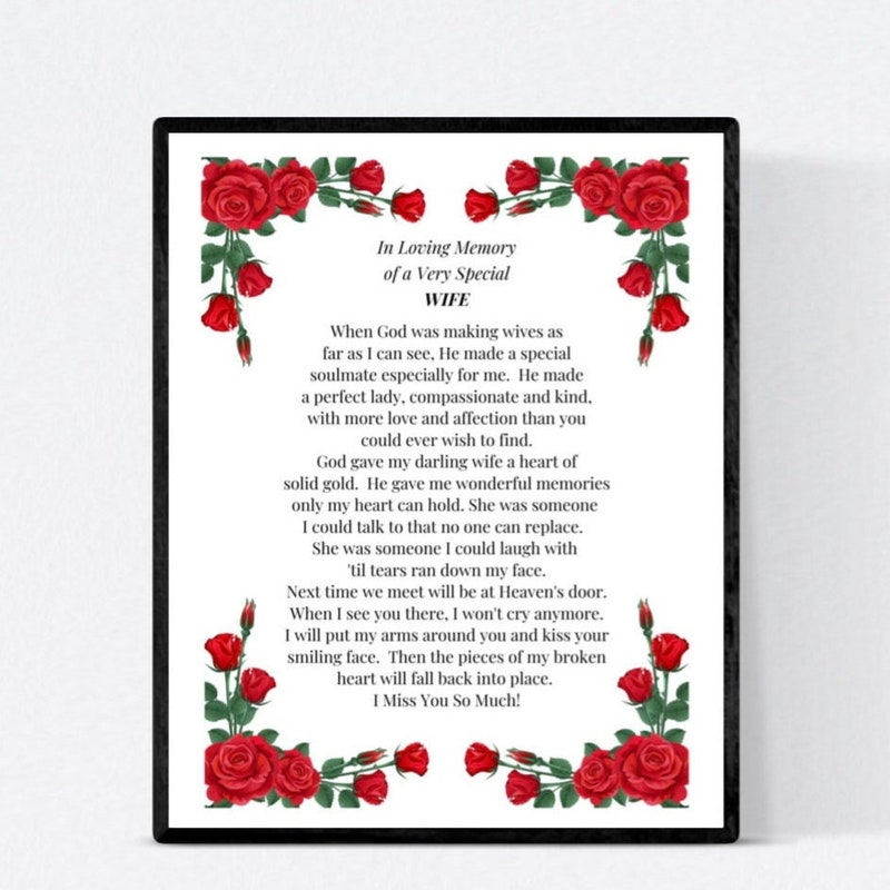 Tributes to Deceased Wife - Etsy