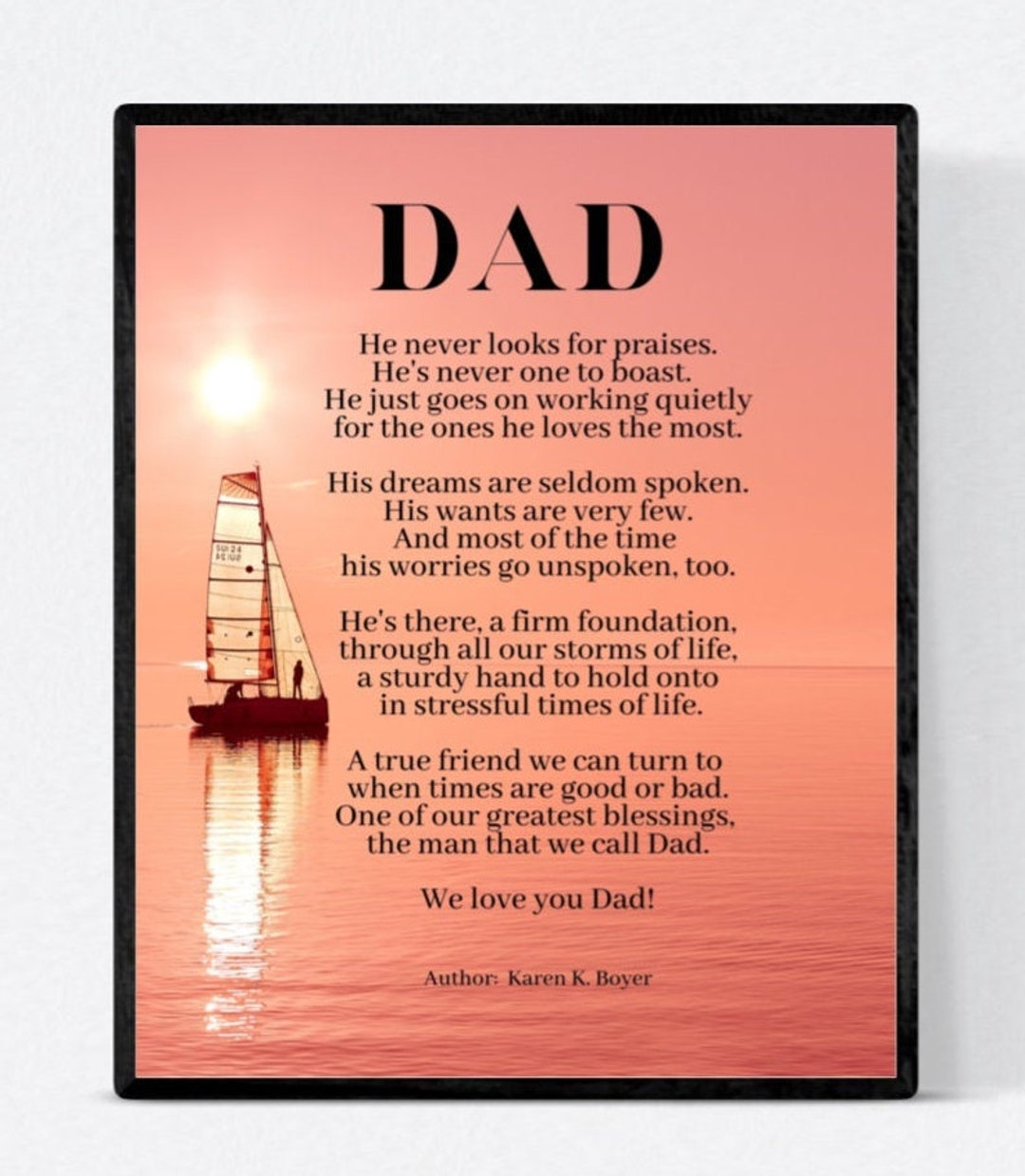 Poem for Dad Print: Father's Day Gift, 8x10 (framed or Unframed) - Etsy