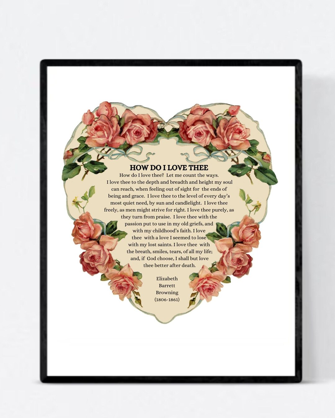 How Do I Love Thee Sonnet 43 by Elizabeth Barrett Browning 8x10 Love ...