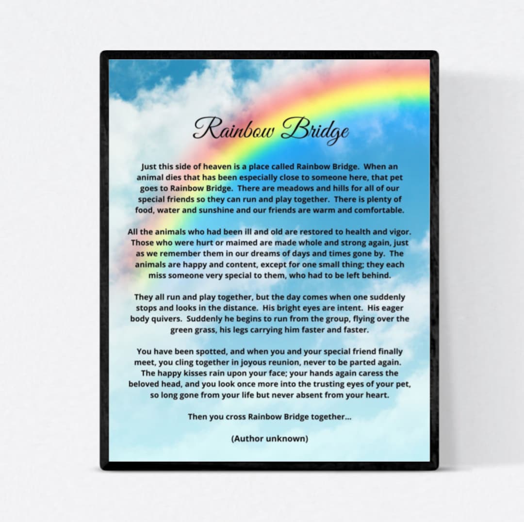 Rainbow Bridge LOSS of DOG or CAT Art Print: Memorial Gift (8x10 Inch ...