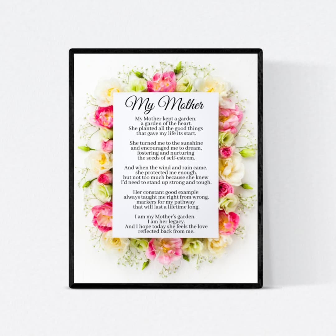 Mother's Day Floral Poem Art Print: "my Mother Kept a Garden" (8x10) - Etsy