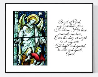 Guardian Angel Prayer Wall Art - Etsy
