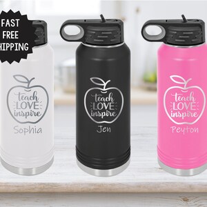 Teacher Gift, Teacher Water Bottle, Personalized Teacher Tumbler, 32 Oz ...