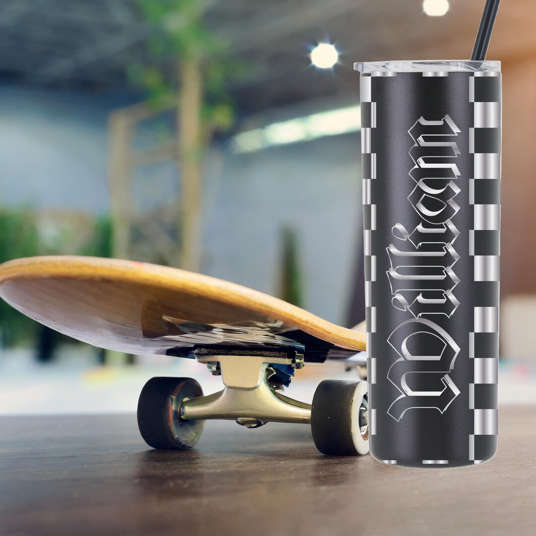 Laser Engraved Checkerboard Tumbler: Personalized Stainless Steel ...