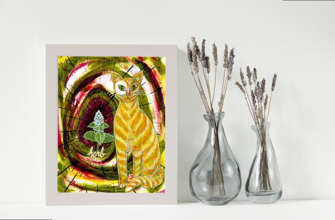 Cat Catnip 8x10 Fine Art Print, Cat Lover Decor, Catnip Herb - Etsy