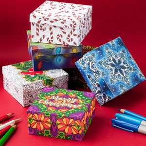 Coloring Christmas Gift Box Templates 6 Pack Printable PDF Templates to ...