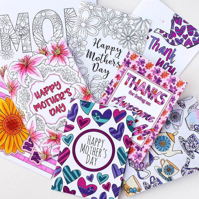 Mother's Day Cards | 8 Printable Mother's Day Card Templates, Coloring ...