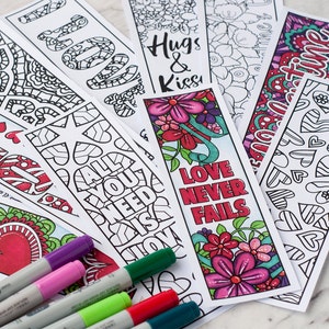Love Coloring Bookmarks – Set of 12 Printable Bookmarks to Color and ...