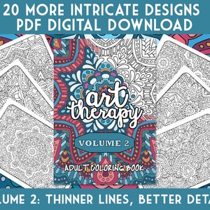 Adult Coloring Book | Art Therapy Volume 2 - Printable PDF Coloring ...
