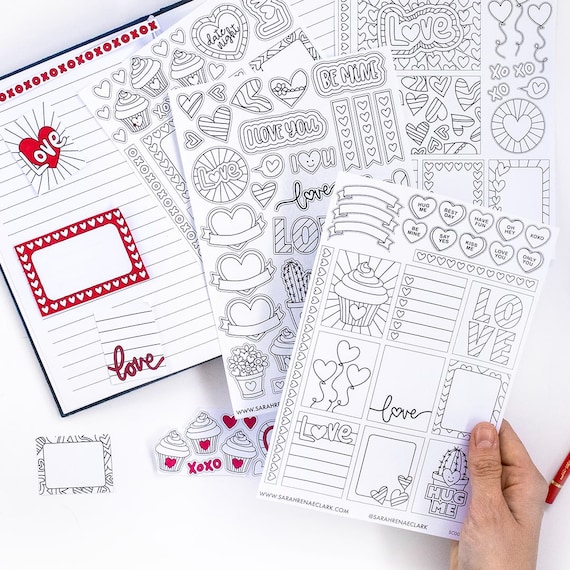 Valentines Day Sticker Pack printable Digital Only | Etsy