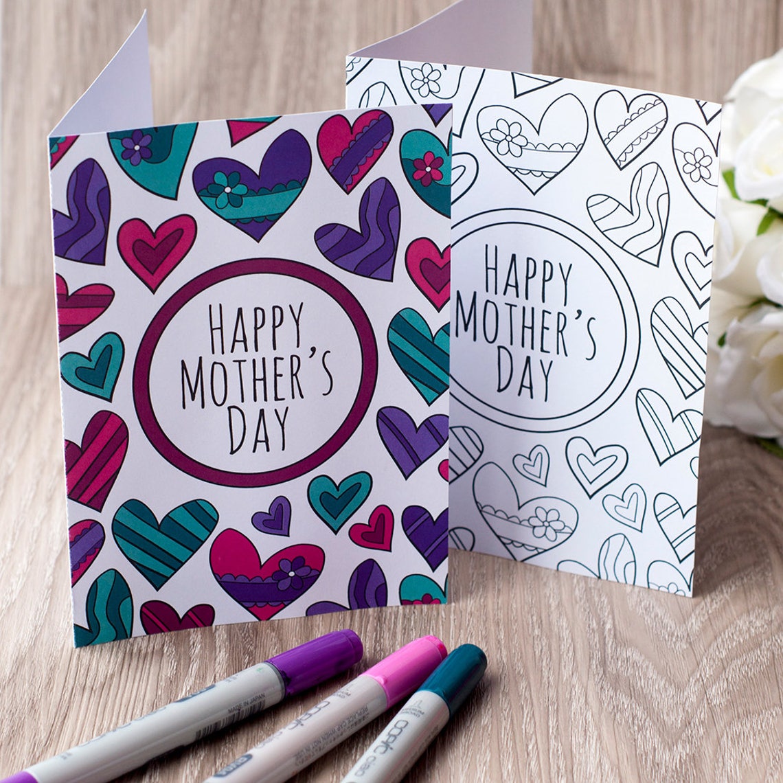 Mother's Day Printable Coloring Card – A Printable Greeting Card to ...