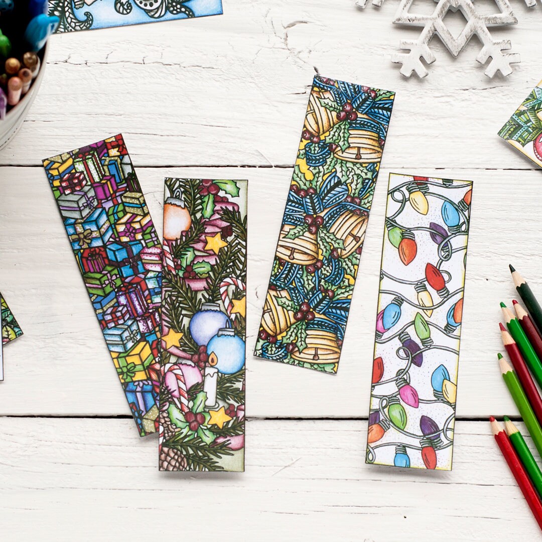 Coloring Christmas Bookmarks x12 Printable Christmas | Etsy