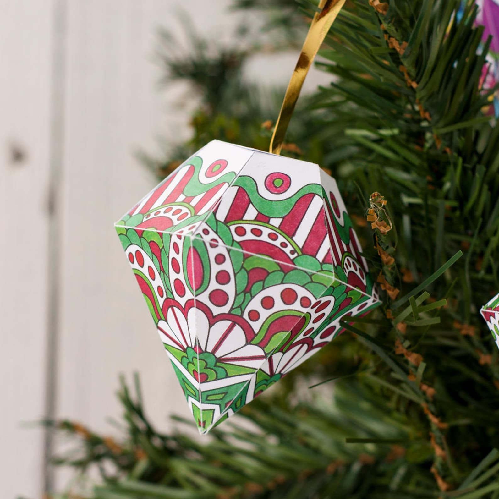 Christmas Ornament Template | Set of 10 Printable Coloring Page DIY ...