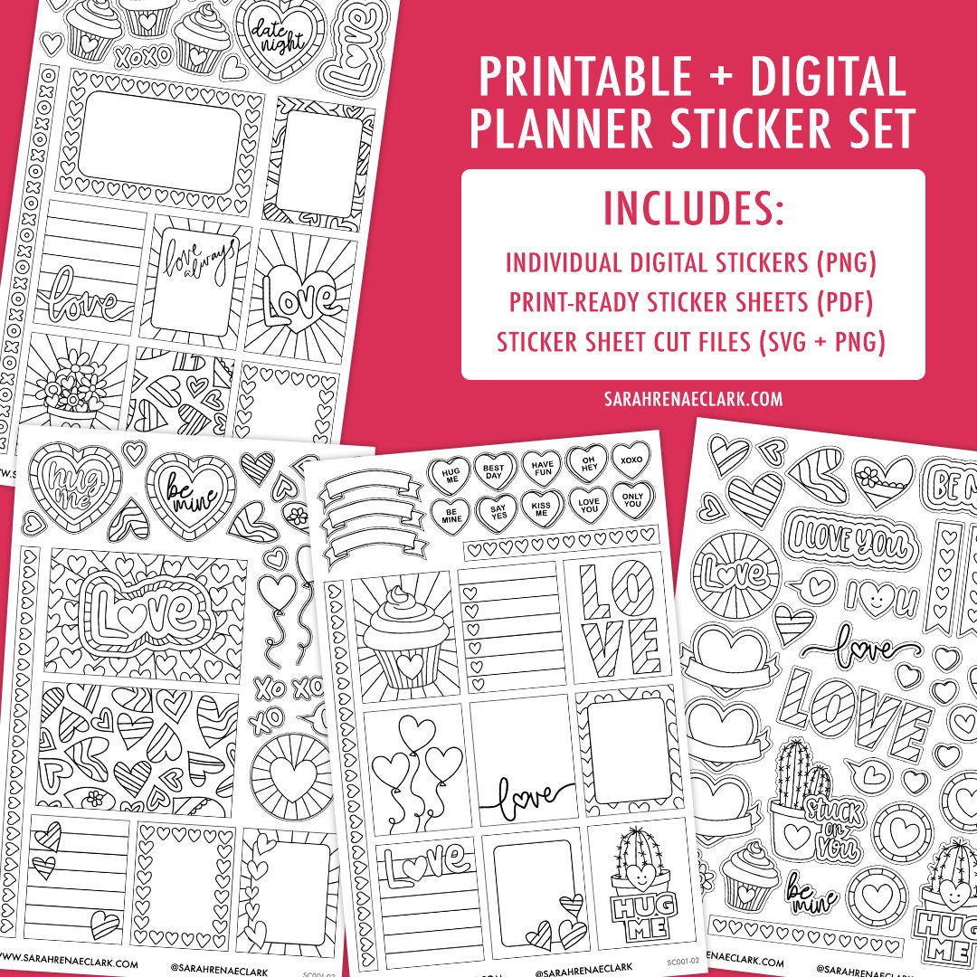 Valentines Day Sticker Pack printable Digital Only | Etsy