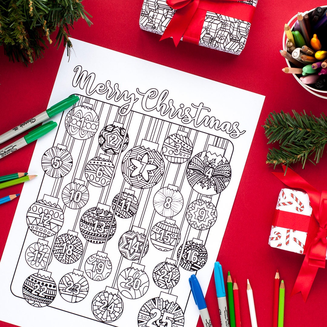 Christmas Coloring Advent Calendar - Printable 8.5x11 PDF Download ...