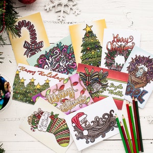 Coloring Christmas Cards | 20 DIY Printable Christmas Cards to Color In ...