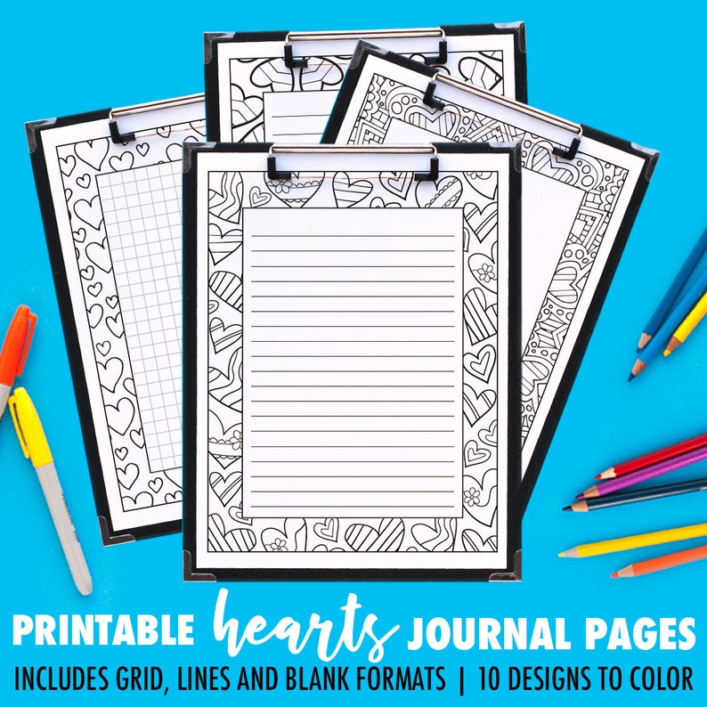Coloring Journal Pages 10 Pack // Printable Journals / - Etsy