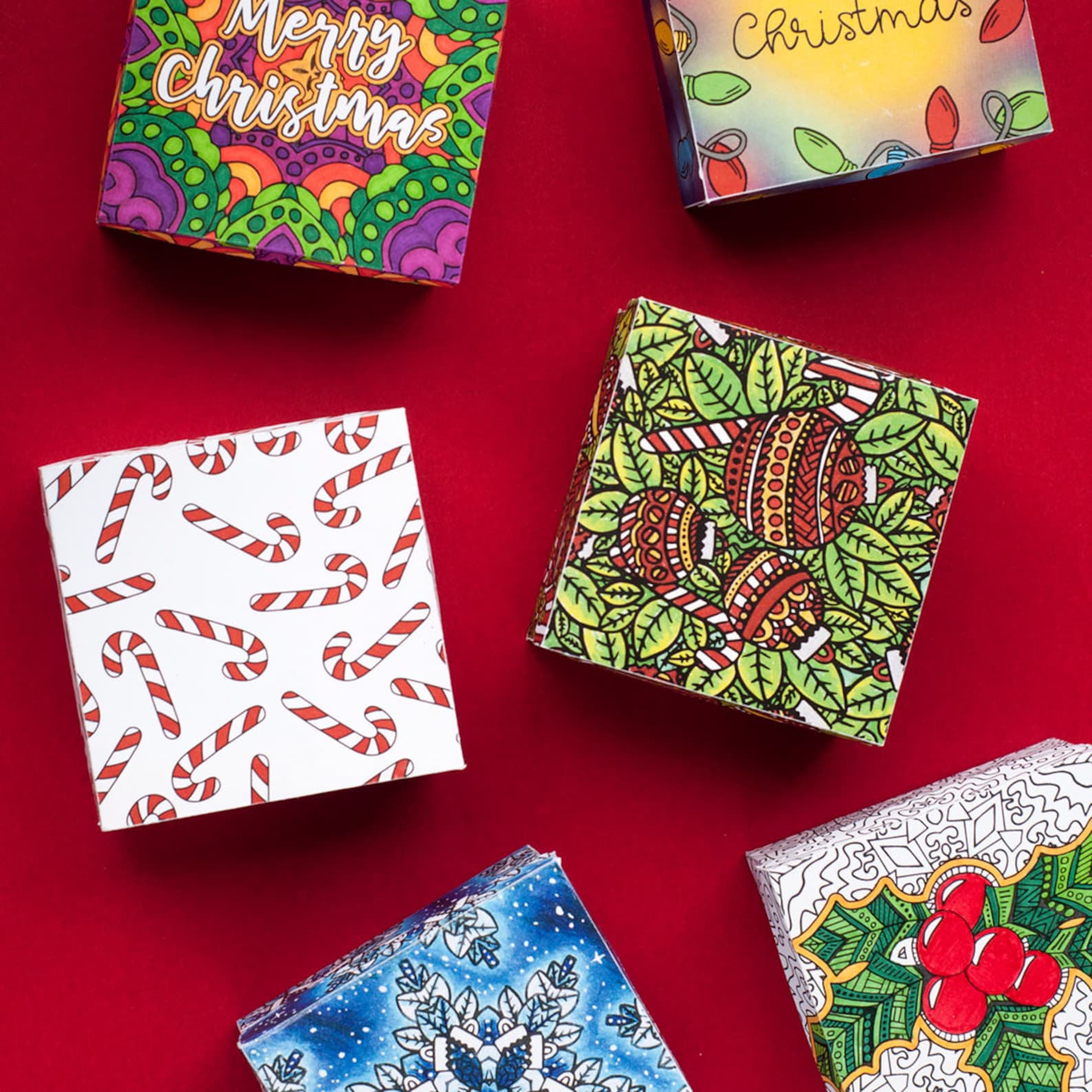 Coloring Christmas Gift Box Templates 6 Pack Printable PDF - Etsy