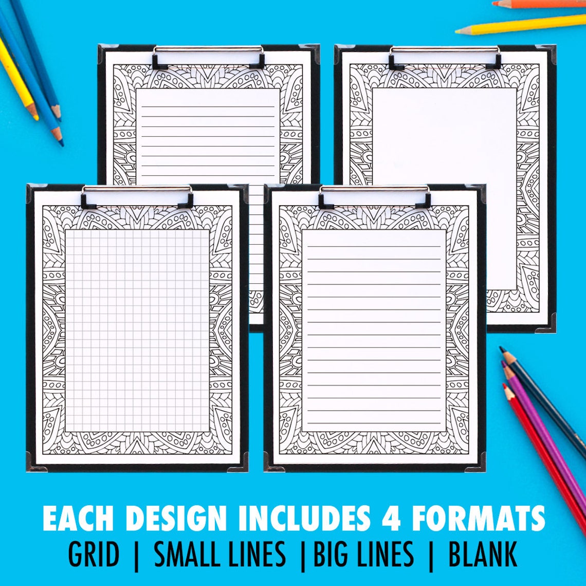 Printable Coloring Journal Pages | Art Therapy Series A (10 Pack) | PDF ...