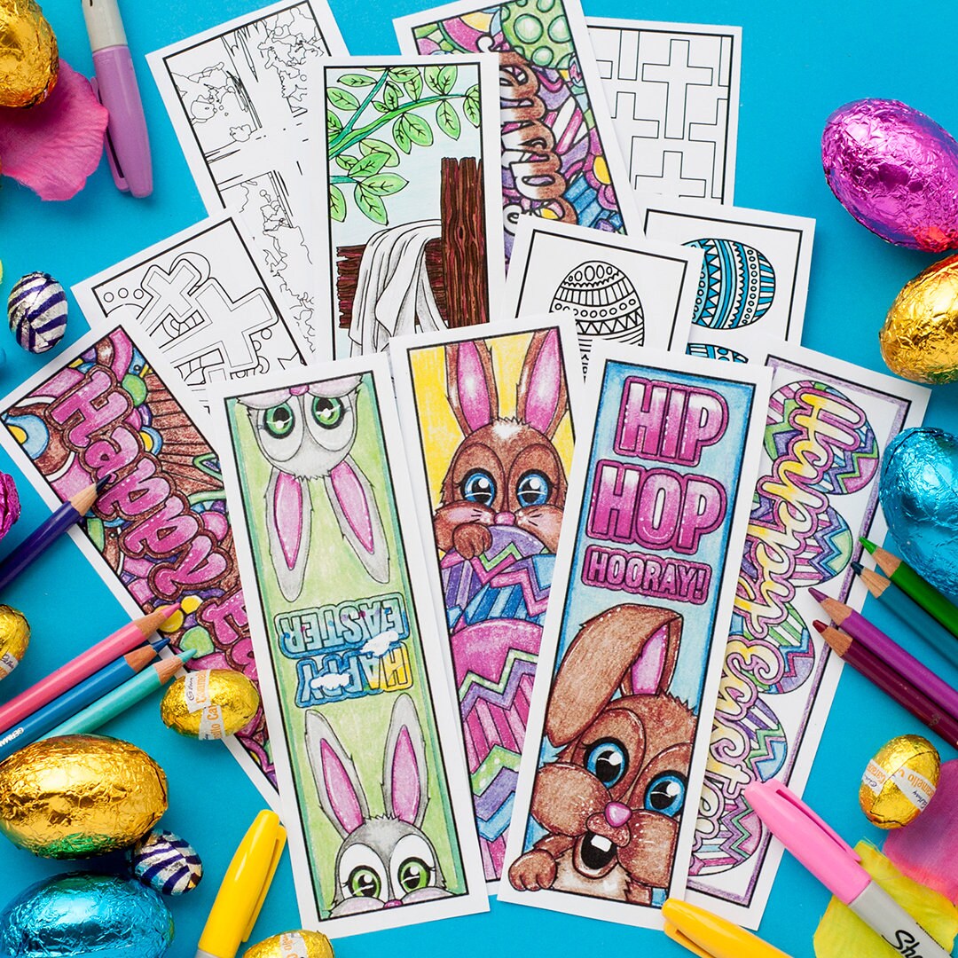 Easter Coloring Activity Pack Easter Bookmarks Cards - Etsy