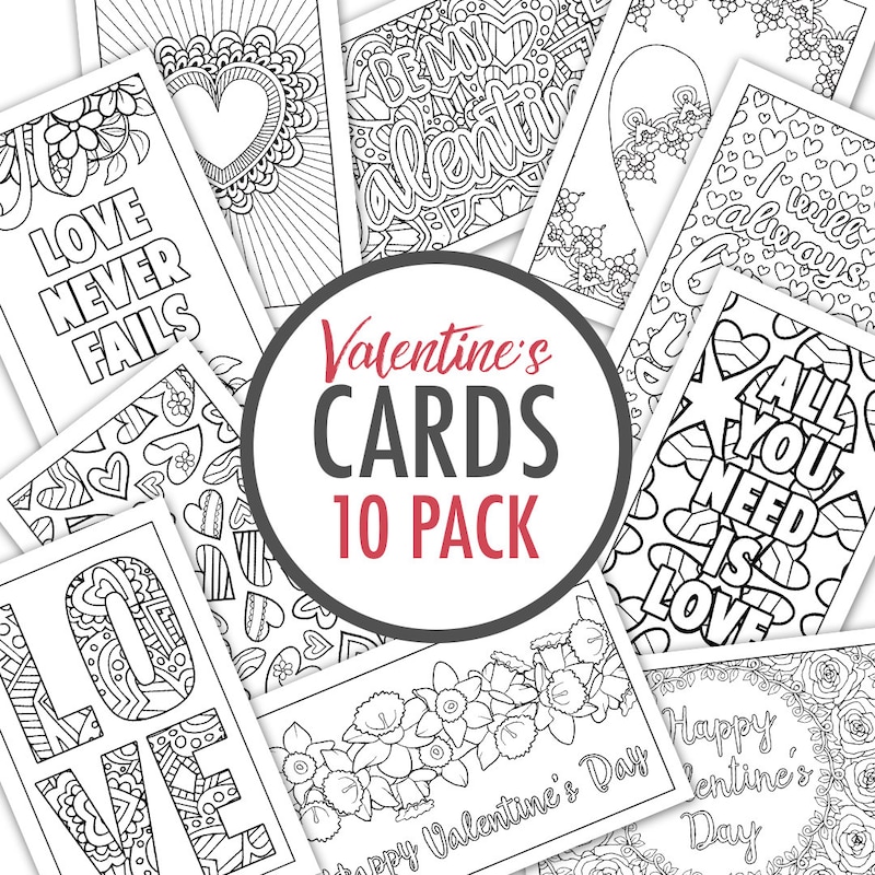 Valentines Day Coloring Card Printable - Etsy