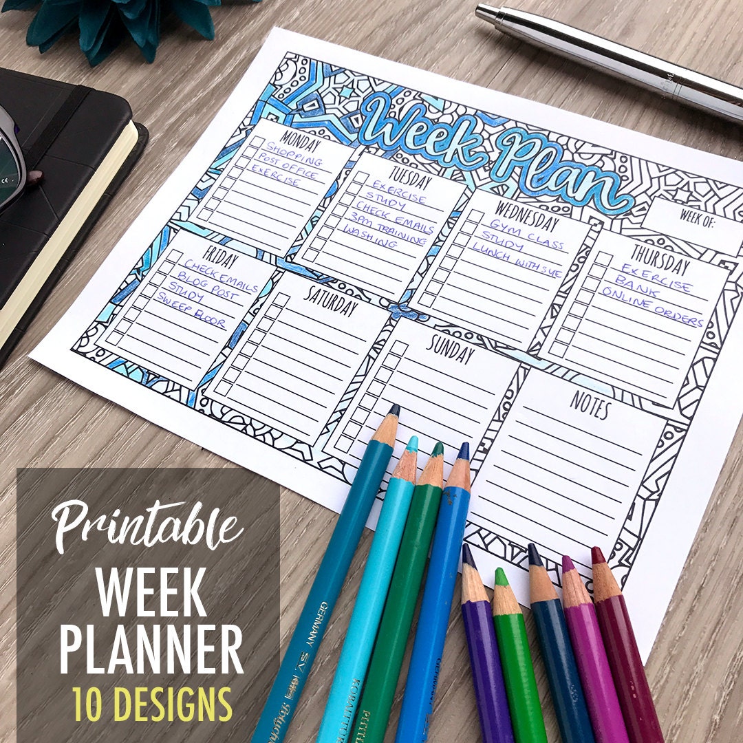 Weekly Planner Printable - 20 Pack // Weekly Schedule, Printable ...