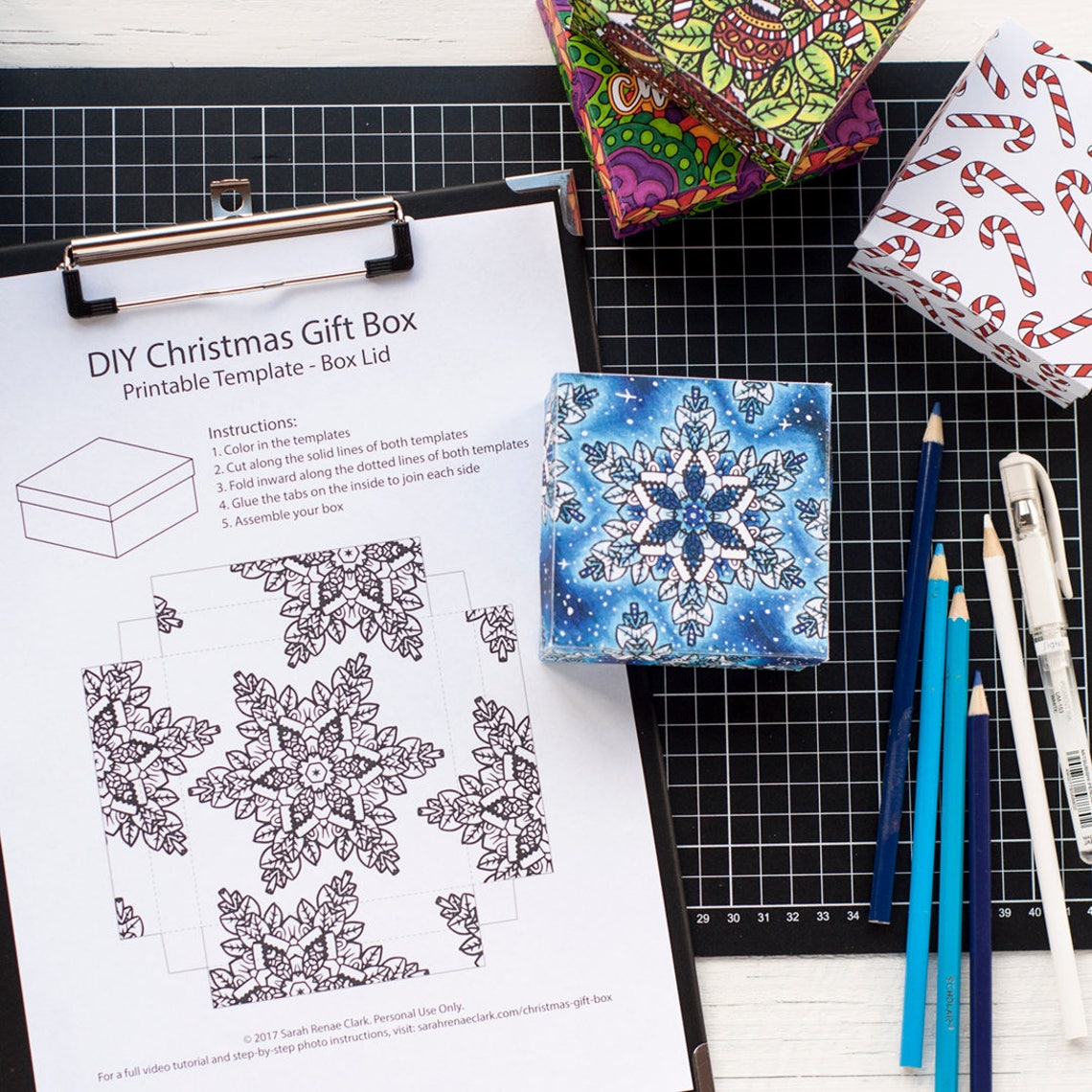 Coloring Christmas Gift Box Templates 6 Pack Printable PDF - Etsy