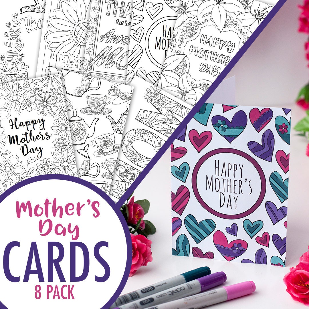 Mother's Day Cards | 8 Printable Mother's Day Card Templates, Coloring ...