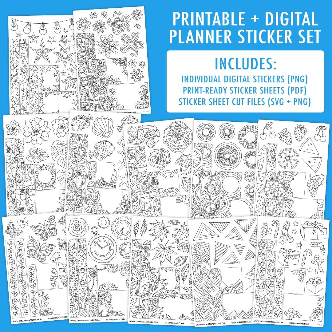 Variety Coloring Sticker Pack printable Digital Only | Etsy