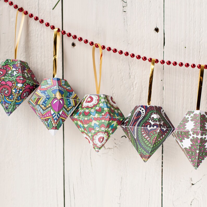 Christmas Ornament Template | Set of 10 Printable Coloring Page DIY ...